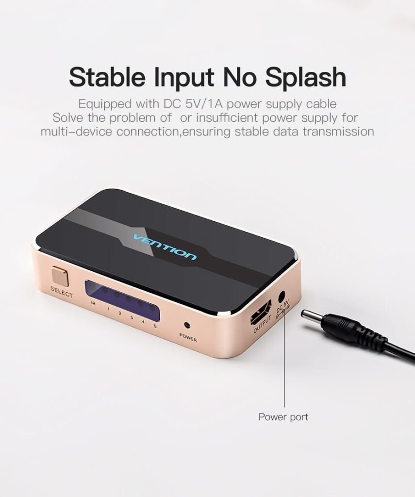 Vention ACDG0 HDMI Switcher 5 In 1 Out (Gold color) - Laptops | Cudy ...